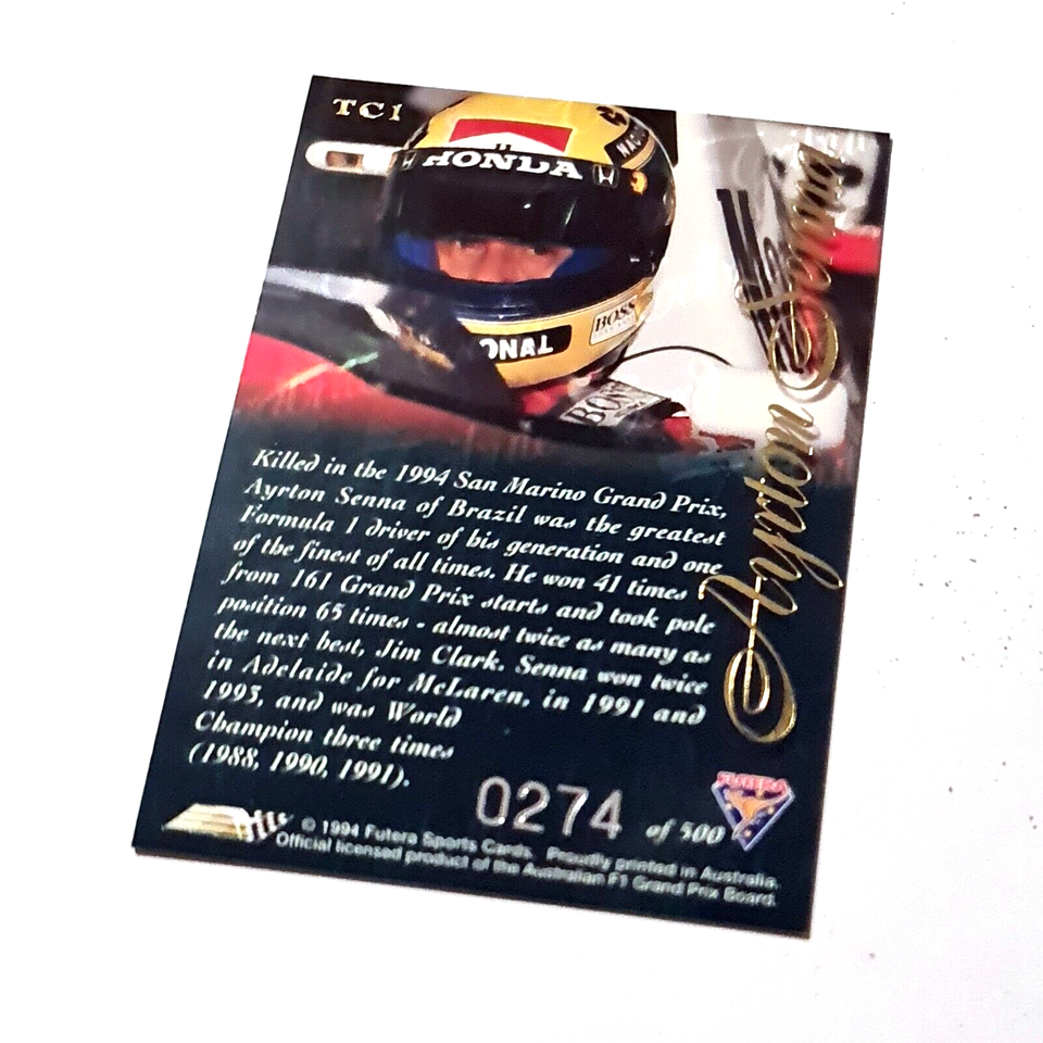 AYRTON SENNA Tribute Card TC1 /500 Futera 1994 GRAND PRIX FORMULA ONE ...