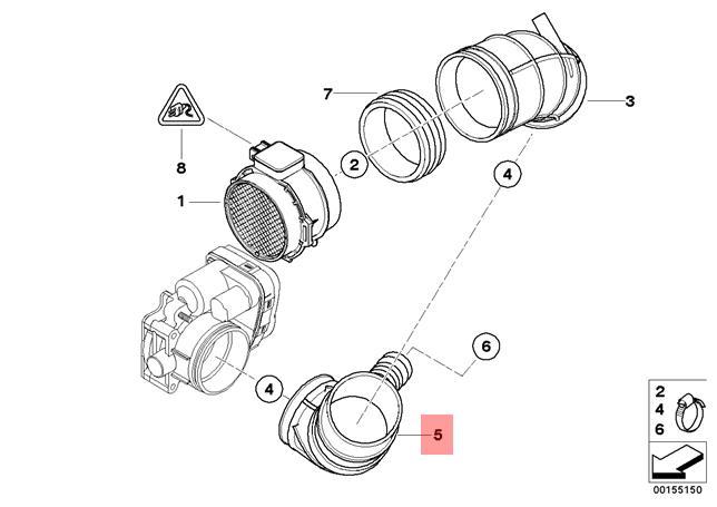 Genuine BMW E85 Roadster Throttle Tube Elbow Intake Boot OEM ...