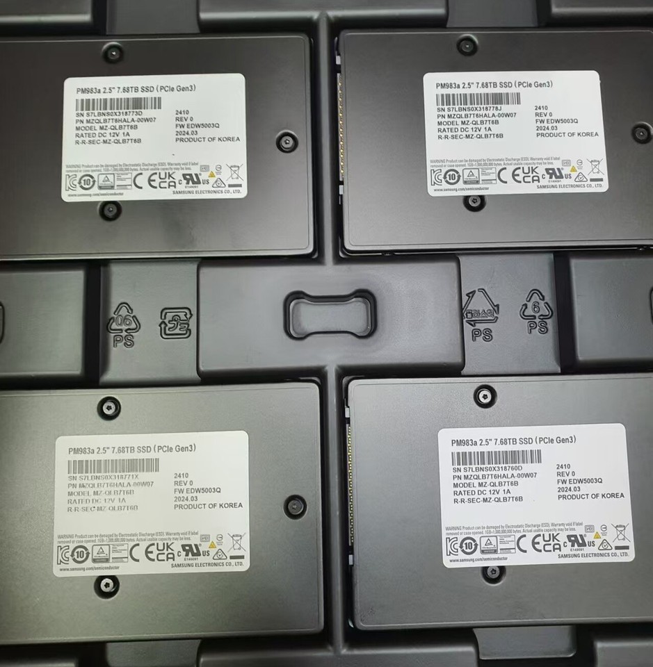 Samsung PM983A 7.68TB SSD 2.5" U.2 PCIe Gen3 NVMe MZ-QLB7T6B ...