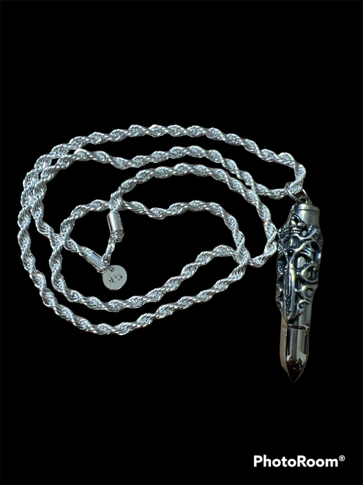 Stainless Steel Bullet Necklace Openable Cross Pendant Chain Amulet Urn ...