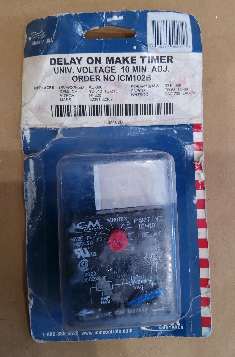 ICM102 Relay 4E233 Time Delay Timer 18-240 VAC .03-10 Adjustable Knob ...