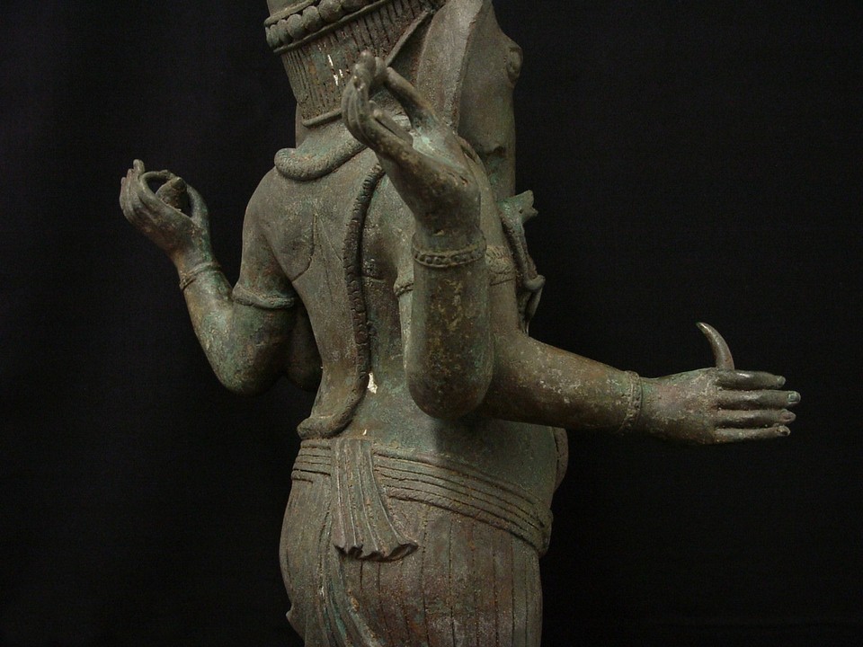 RARE SOUTHEAST ASIA BRONZE MULTI-ARM HINDU DEITY 'GANESHA'. KHMER ...