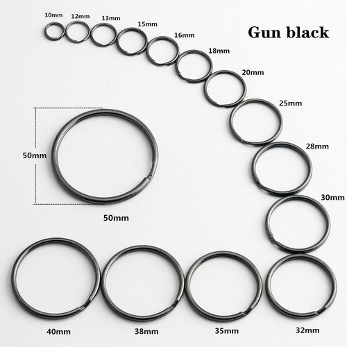 Batch Split Rings10-50mm Gun Black Key Ring Elastic Ring Key Chain Hook ...