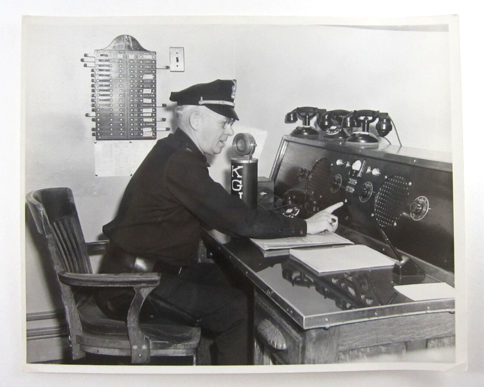 Vintage Police Officer Photo Radio Dispatch Desk Uniform Colt Revolver ...