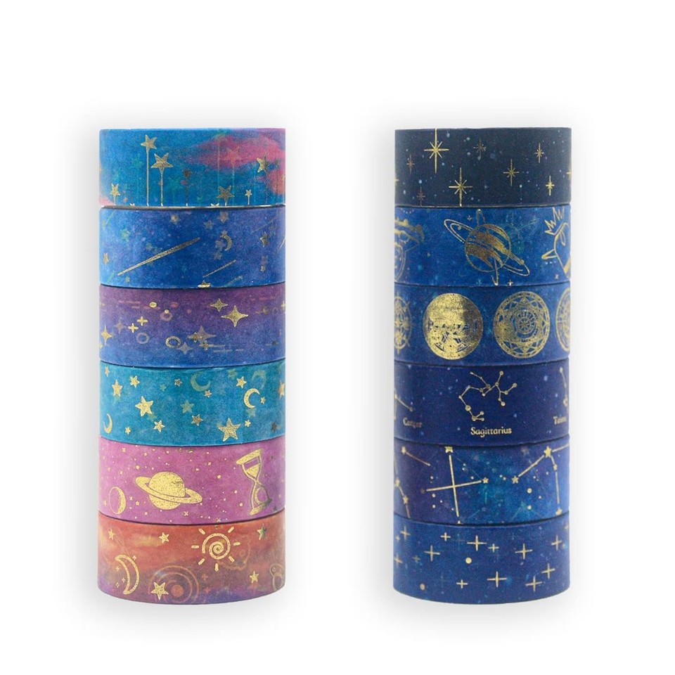 12 pcs Washi Galaxy Tape Set Decorative Masking Tape Scrapbook Tape ...