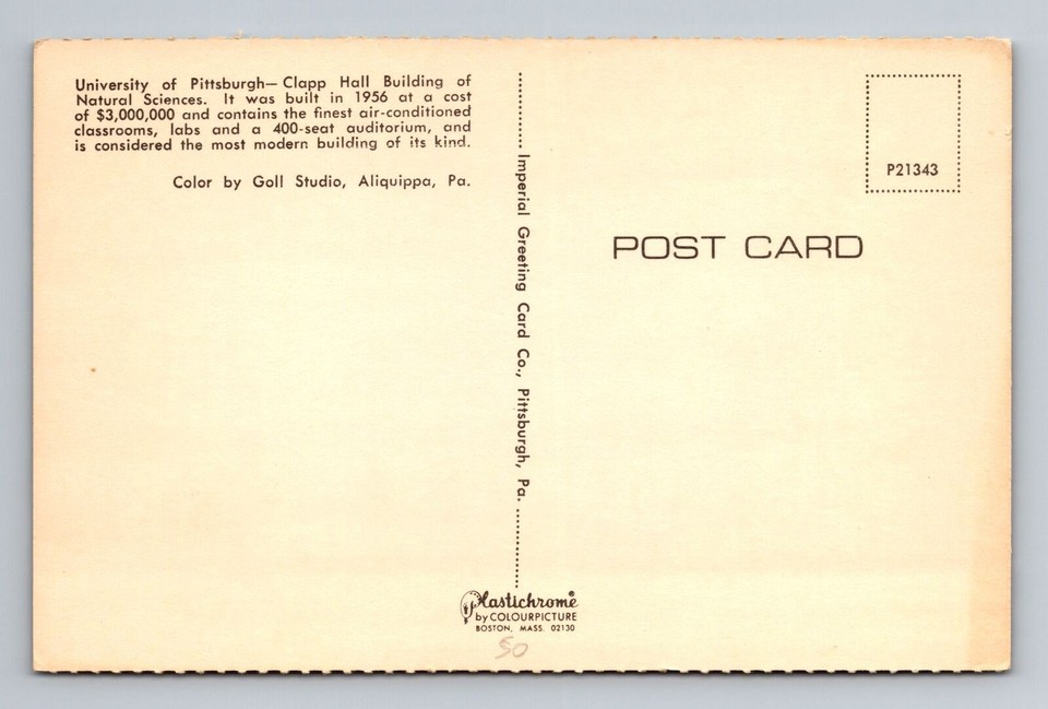 Pittsburgh PA-Pennsylvania, University, Clapp Hall Building, Vintage ...