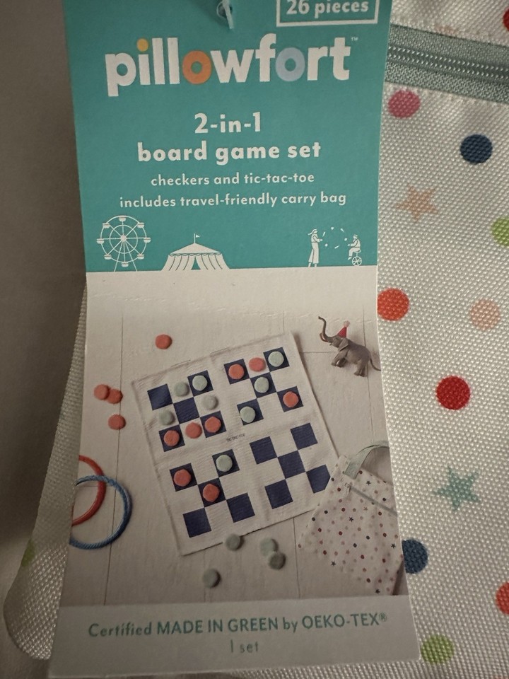 Travel Board Game Set • Tic Tac Toe & Checkers • 2-in-1 • Pillowfort ...