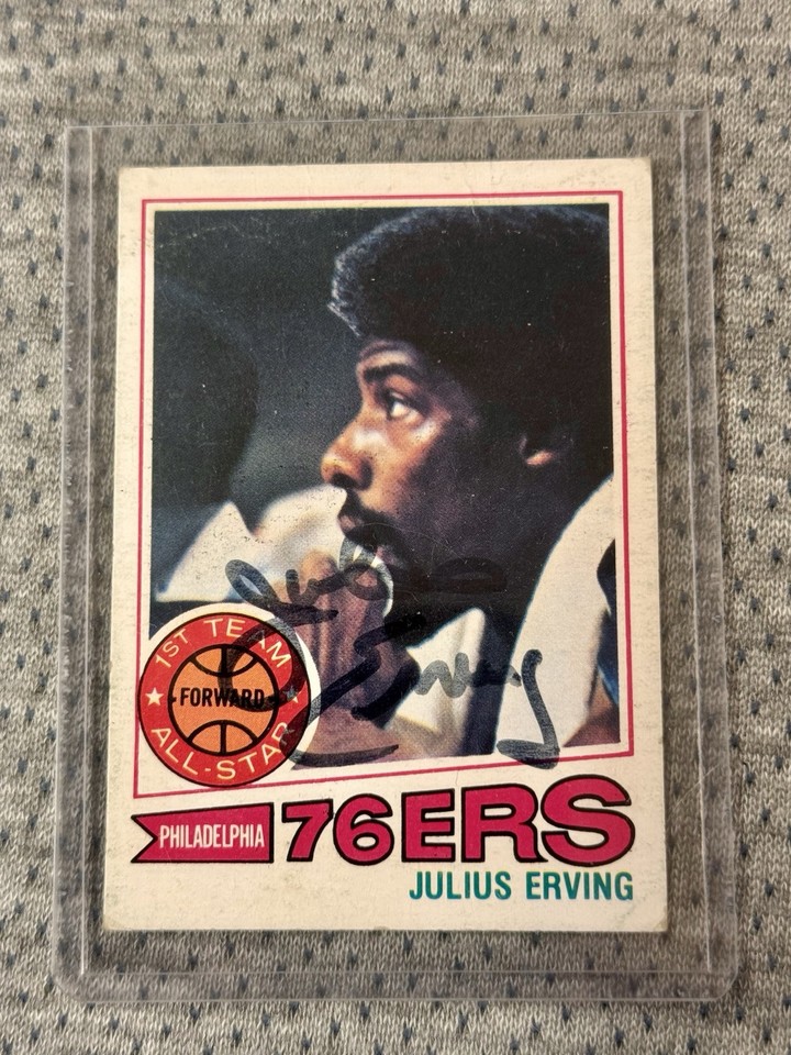 1977 Topps #100 JULIUS ERVING Signed Card 76ers Autograph Auto JSA ...