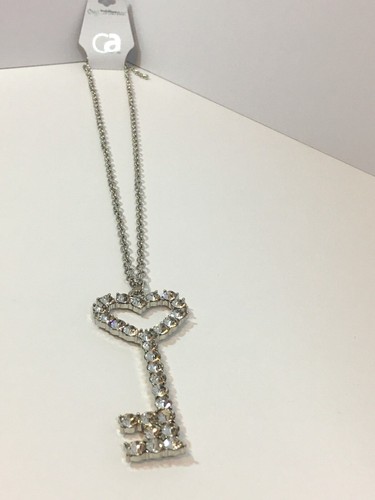Crystal Silver Heart Key Pendant Fashion Necklace Love | eBay