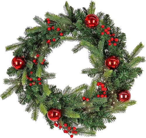 National Tree Company First Traditions Pre-Lit Christmas Wreath with ...