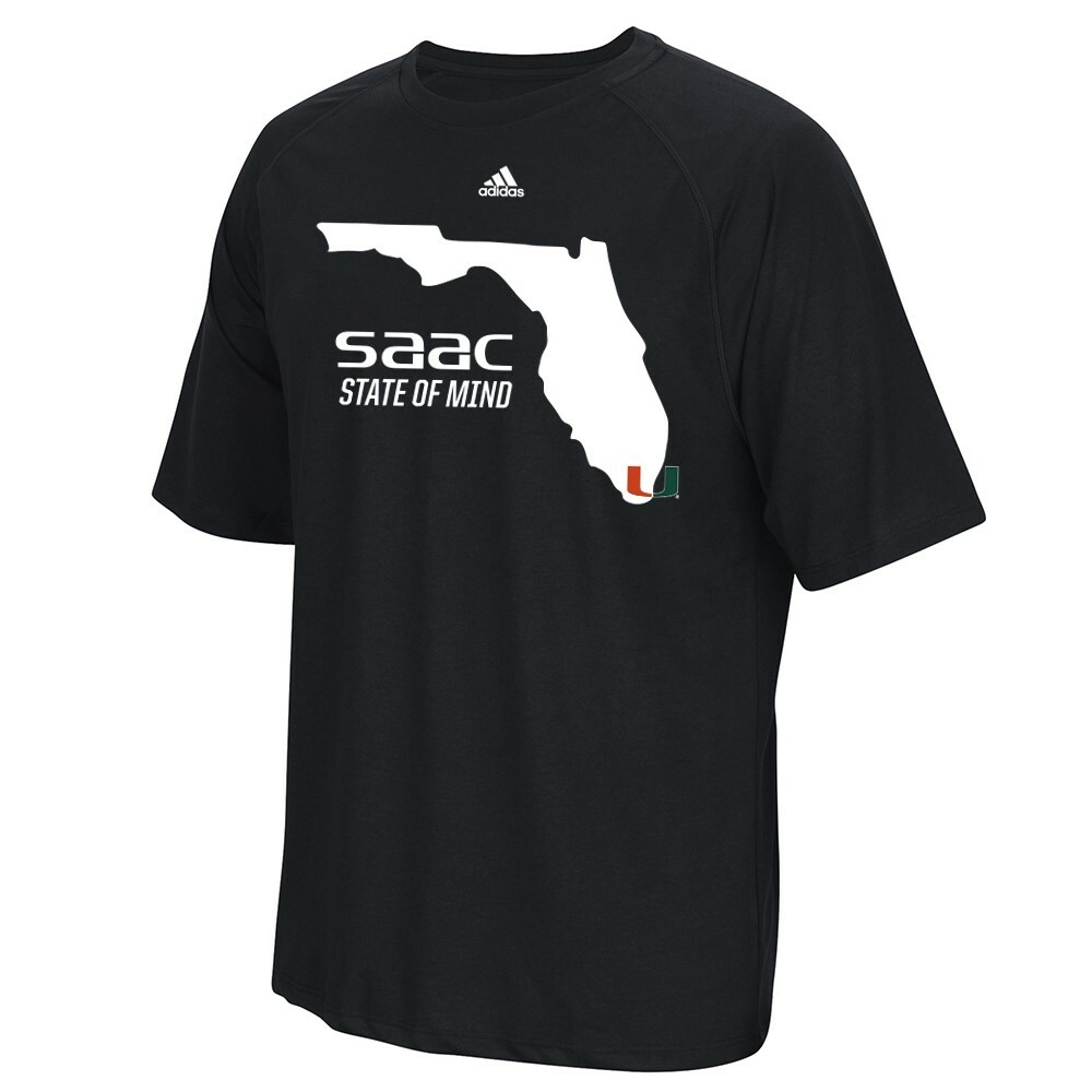 Miami Hurricanes NCAA Adidas SAAC State Of Mind Climalite Black T-Shirt ...