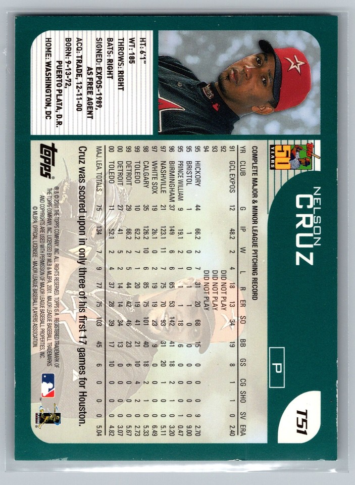 2001 Topps Traded & Rookies #T51 Nelson Cruz NrMt-Mint | eBay