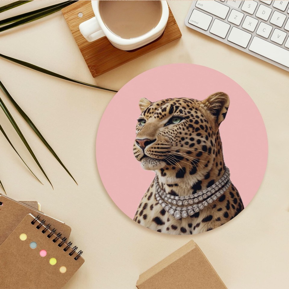 Pink Leopard Mouse Pad, Mouse Pads for Desk, Trendy Funky Cheetah Pink ...