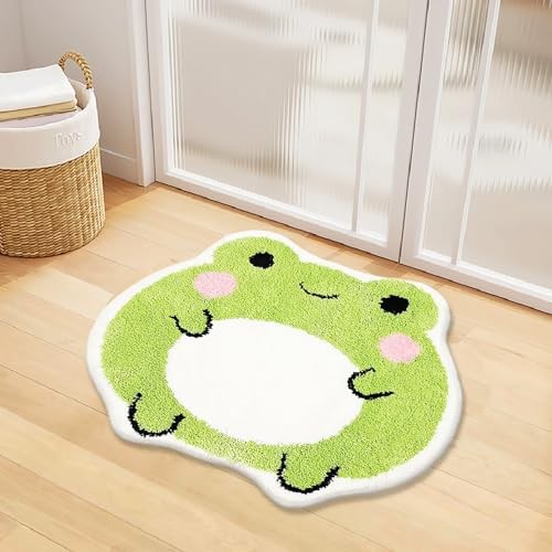 Bath Mats Cute Frog Shape Bathroom Rugs for Kids, Small Shaggy Soft G ...