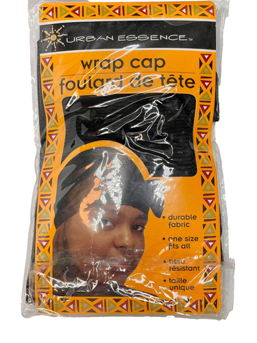 URBAN ESSENCE WRAP CAP DEW RAG BLACK HAIR PROTECTOR SLEEP CAP | eBay