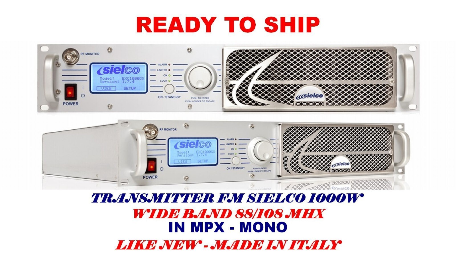 Broadcast Prof SIELCO GX 1000w FM Transmitter Wide Band 88 108 Mhz | eBay