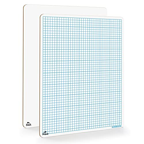 9x12 Inch Dry Erase Grid Whiteboard Double Sided Grid Board for School ...