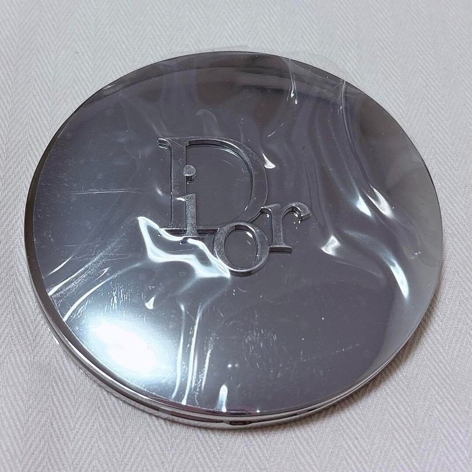 Christian Dior Mirror Compact Silver Circle Logo Double-side 7x7cm w ...