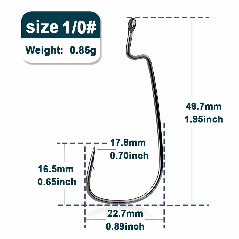 50~200Pcs Ewg Hook Bass Fishing Texas Rig Hook Wide Gap Offset Worm ...