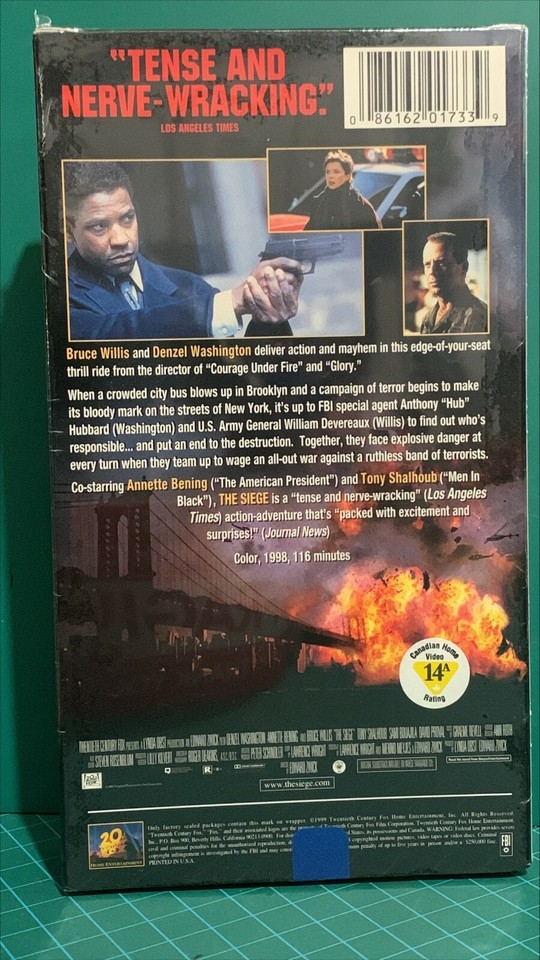 The Siege ( VHS, 1999 ) w/ Denzel Washington Annette Bening Bruce ...