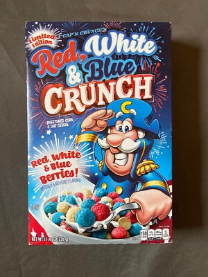 ️Cap'n Crunch RED WHITE BLUE CRUNCH BERRIES Cereal Limited Edition ...