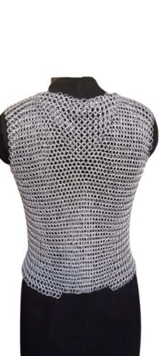 Medieval Aluminum Chainmail V-Neck Top Women’s Sleeveless Butted Ring ...