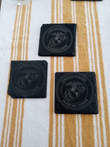 US Marine Corps Stone Coasters Square Shale Black Rugged Usmc | eBay