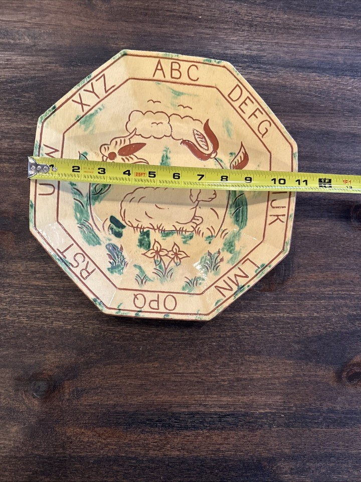 Breininger Pottery Redware Octagonal Alphabet Sheep Plate 11” | eBay