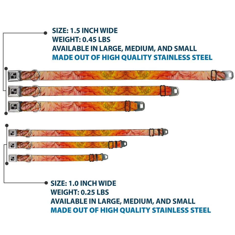 Dog Collar Bone Vivid Floral Collage Orange-Pinks WIDE-Small 13-17" | eBay