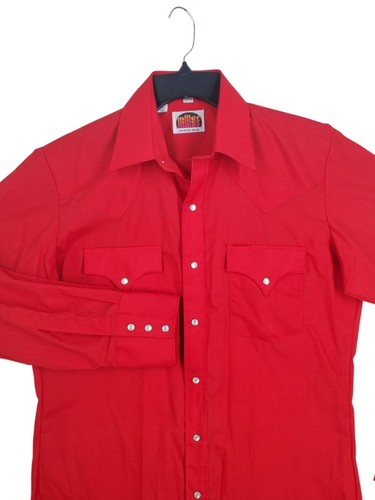 Vtg 90s Miller Shirt Red Western Rodeo Cowboy Pearl Snap Men M 15.5 33 ...