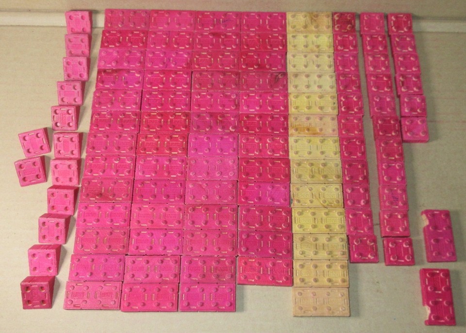 Vintage Halsam American Bricks Wood Building Blocks Red Wood Color 107 ...