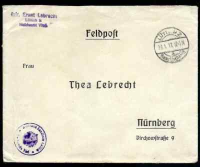GERMANY 1917 FP Cover Luttich to Nurnberg w/ 2 Poster Art Labels on ...