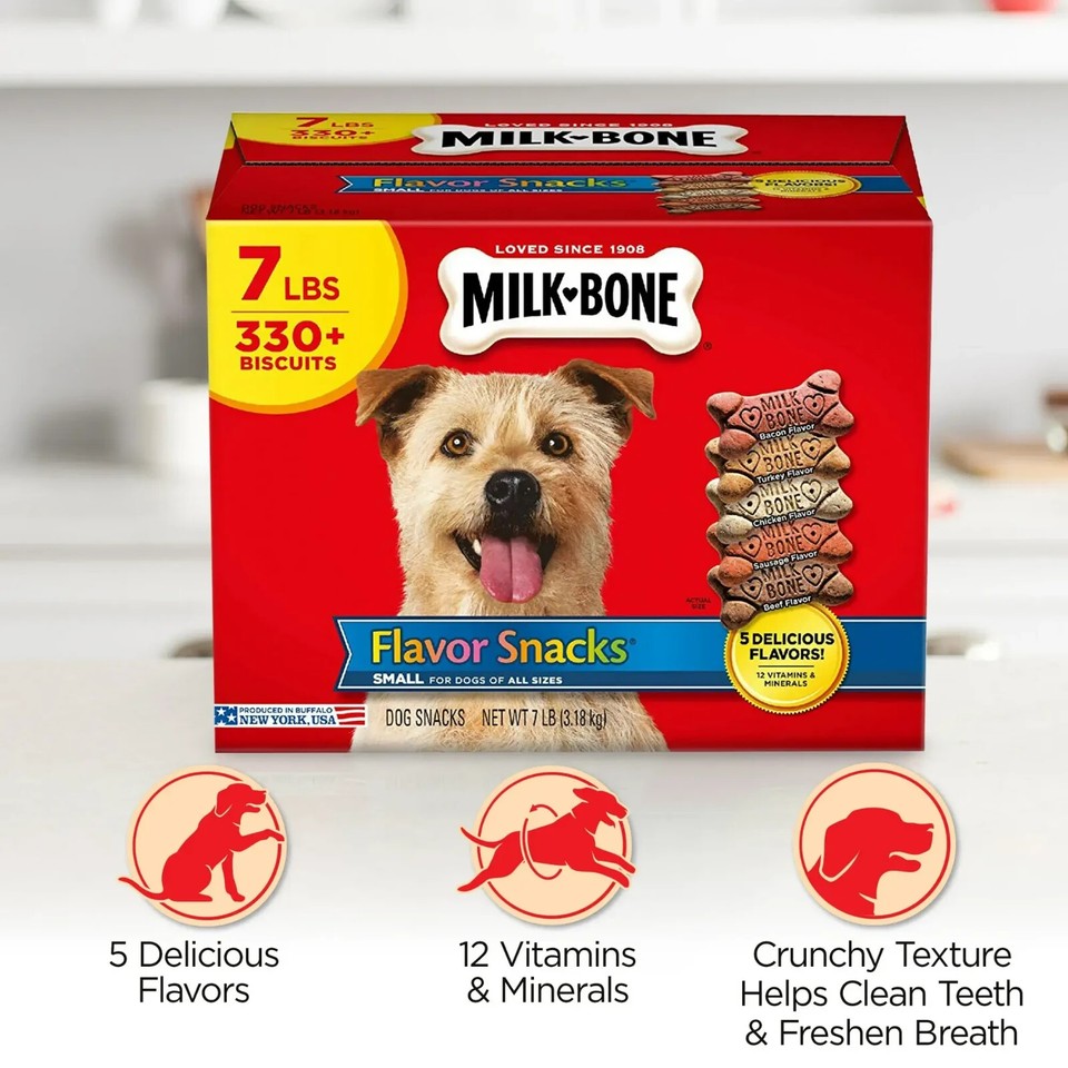 Milk-Bone Flavor Snacks Small Dog Biscuits, Flavored Crunchy Dog Treats ...