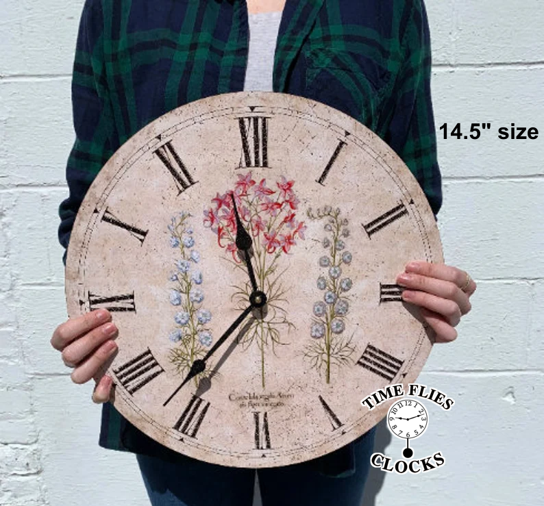 Three Flower Wall Clock- Wildflower Clock | eBay