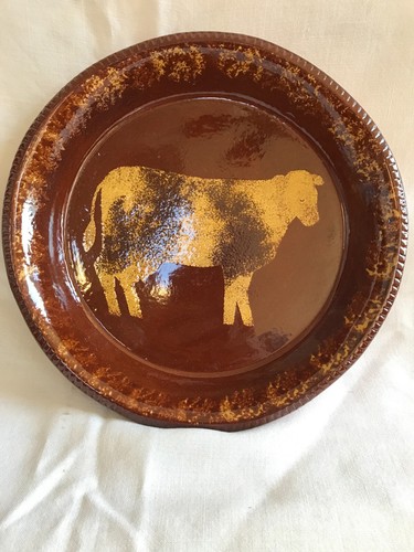 Vintage 1985 Red Ware, Stoneware 9" shallow Bowl COW signed | eBay