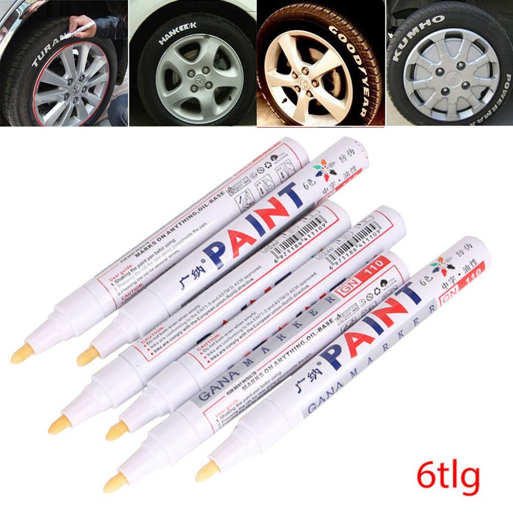 6PC White Paint Marker for Car Tire Lettering Waterproof and ...