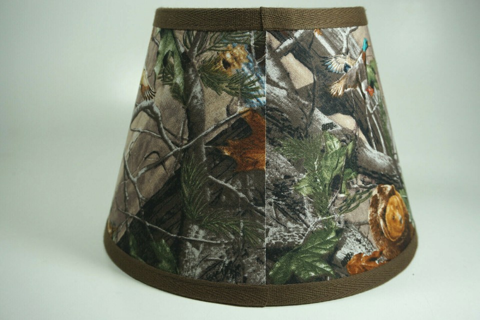 Primitive Deer Elk Bear Turkey Duck Tree Camo Fabric Lampshade Lamp ...