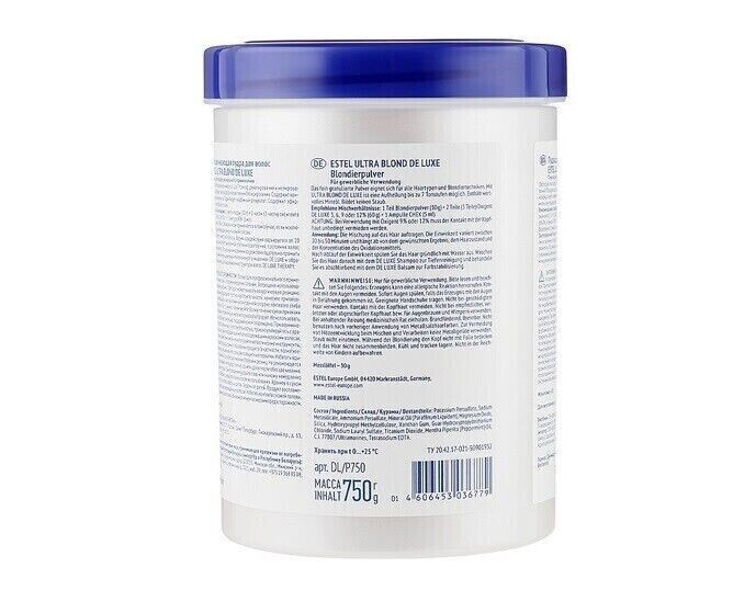 Estel Professional DE LUXE ULTRA BLOND Bleaching Powder 750 g Hair ...