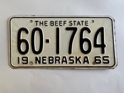 1965 Nebraska License Plate County 60 The Beef State Slogan GLOSSY | eBay