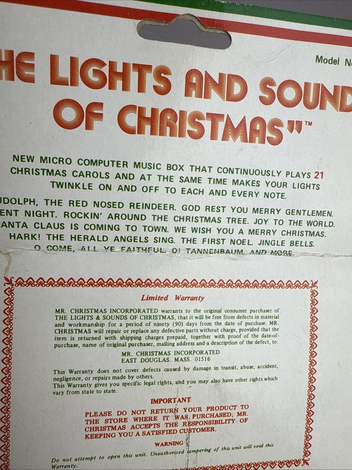 Vintage Mr Christmas The Lights And Sounds Of Christmas Songs Music 122 ...