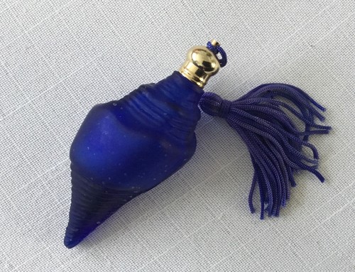 Vintage Cobalt Blue Frosted Glass Sea Shell Shape Perfume Bottle | eBay UK