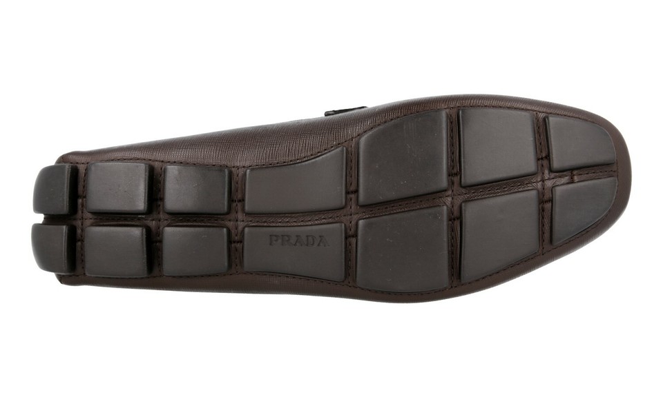 PRADA SAFFIANO DRIVER DRIVING SHOES SLIPPER 2DD152 BROWN US 10 EU 43 43 ...