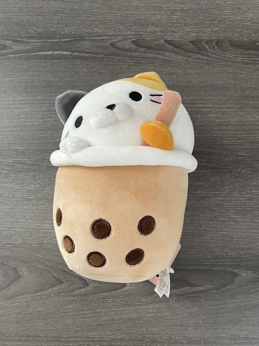 Takashoji Original Boba Tea Calico Cat w Straw RARE 8” Plush Stuffed ...
