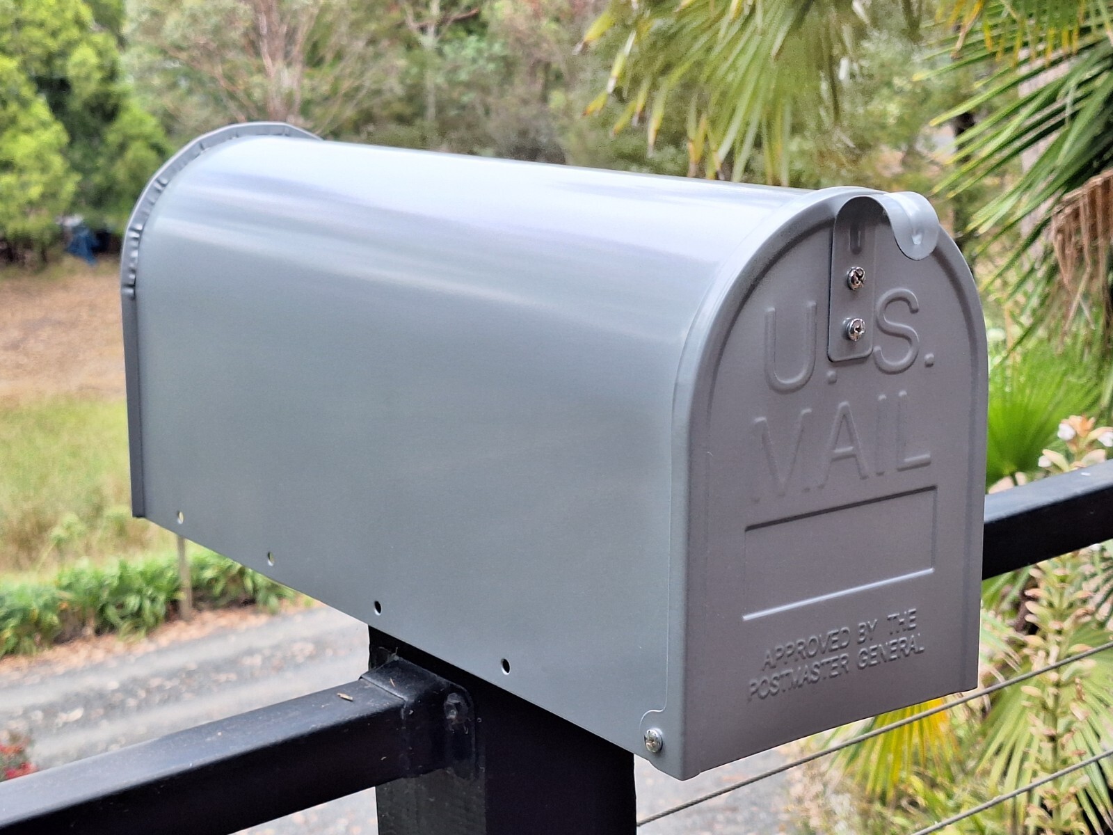 US style LETTERBOX SILVER MAIL BOX MAILBOX WHITE FLAG NEW GALVANIZED ...