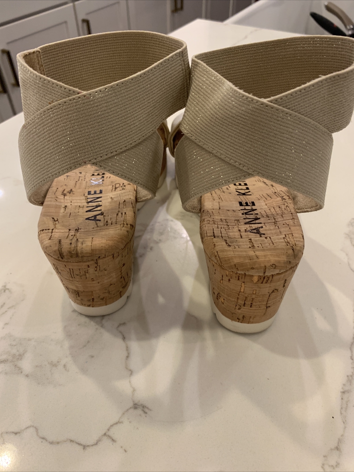 Anne Klein Nori iFlex Ankle Strap Wedge Sandal Women's Size 6 M Gold ...