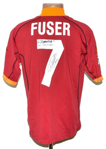AS ROMA MATCH WORN ISSUE SIGNED 2001/2002 HOME FOOTBALL SHIRT FUSER #7 ...