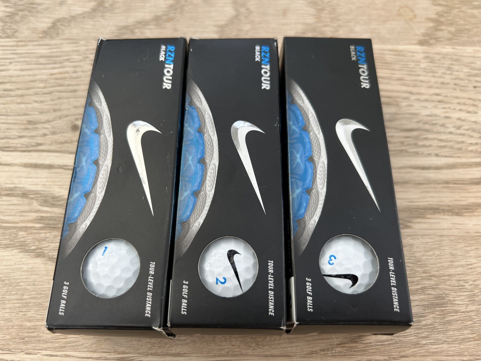 Nike RZN Tour Black Golf Balls 3 Pack Long Forgiving Low Spin ...