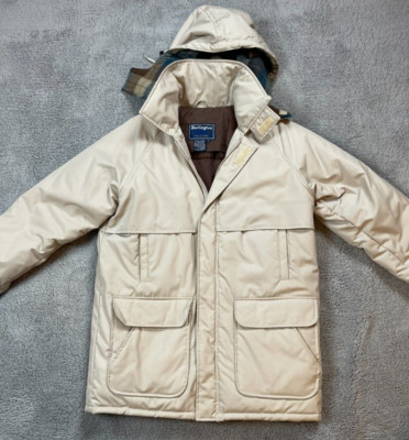 Burlington CFW Collection Coat Mens Medium Beige Zip Up Hooded Winter ...