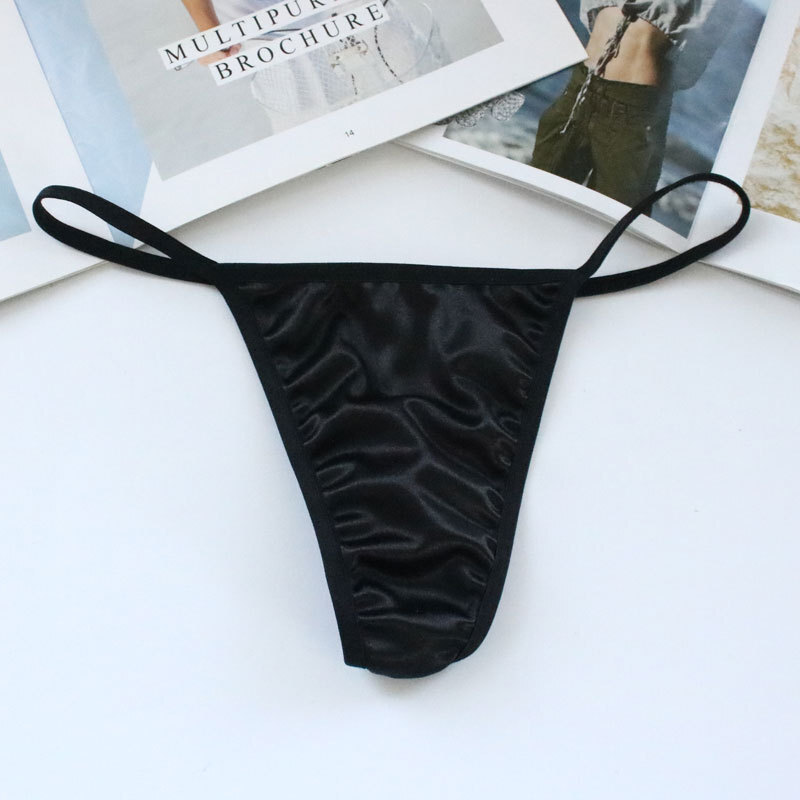 1PC Black Men Sexy Satin Bikini Panties Thong T-back Pouch G-string USL ...