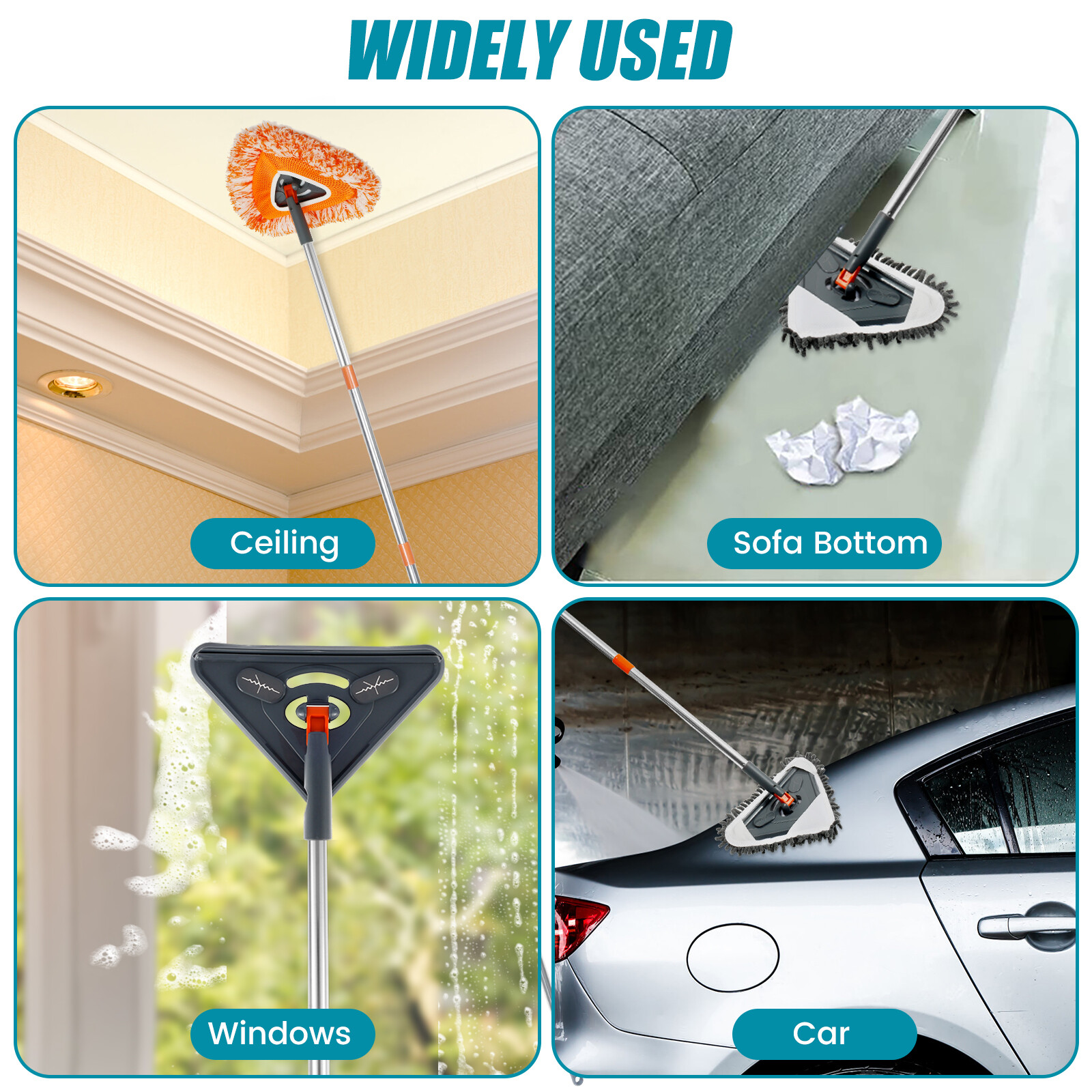 85 in Wall Cleaner Mop Handle Ceiling Cleaning Mop 6Replaceable Mop ...